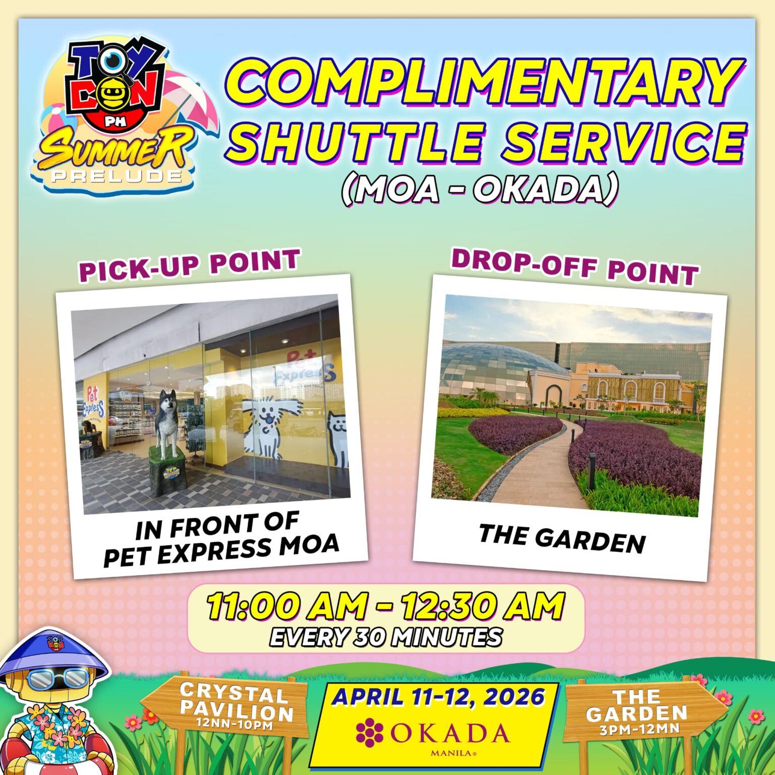 Free shuttle bus ride from MOA to TOYCON Summer Prelude in Okada Manila ...
